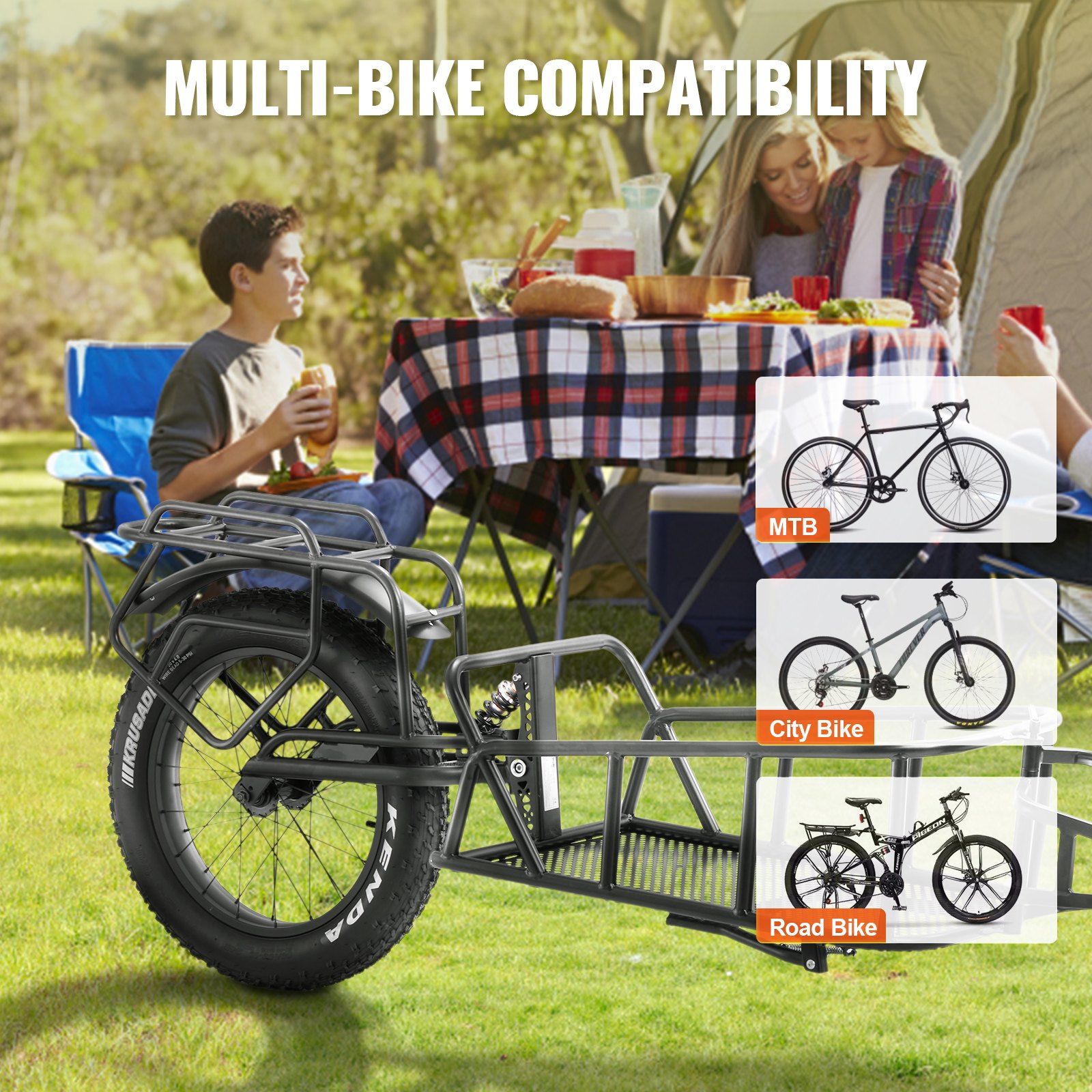 VEVOR Bike Cargo Trailer, 70 lbs Load Capacity, Heavy-Duty Bicycle ...